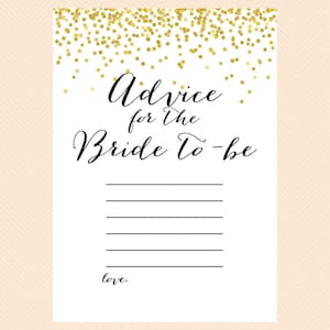 Advice for the Bride to Be, Advice Cards for Bridal Shower, Sign ...