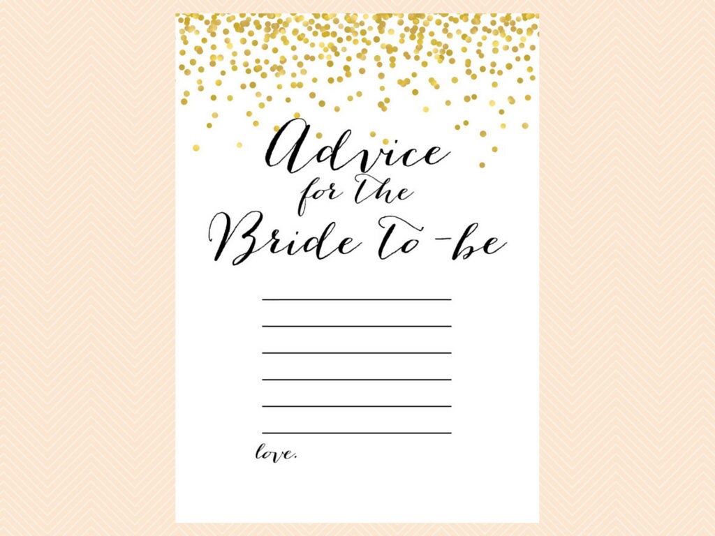 Advice for the Bride to Be Advice Cards for Bridal Shower | Etsy