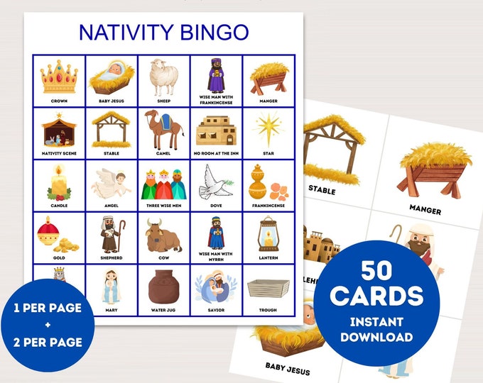 Nativity Bingo Game Printable Nativity Bible Bingo Christmas Nativity ...