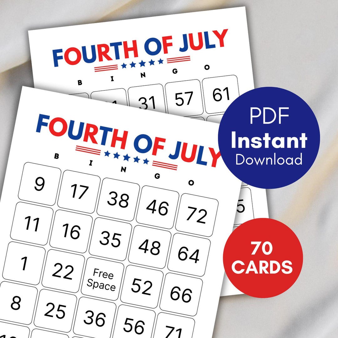 Printable 4th of July Bingo, Patriotic Day Bingo, Printable Bingo Cards ...