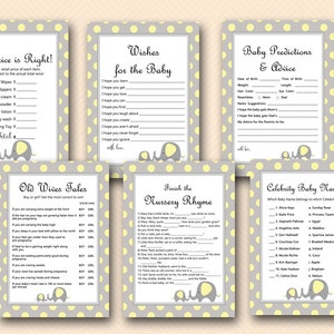 Elephant Baby Shower Games Package Celebrity Baby Names Baby - Etsy