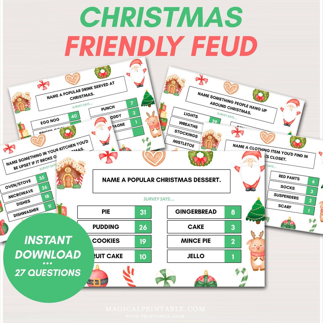 Christmas Friendly Feud Game, Printable Christmas Game, Christmas ...