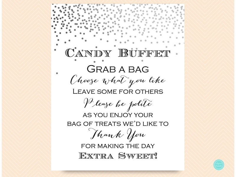 Silver Candy Buffet Sign Candy Bar Sign Grab a Bag of Treat - Etsy