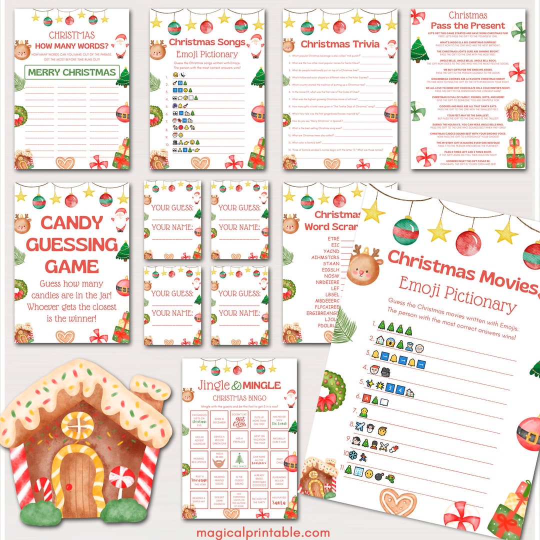 Printable Christmas Games Bundle, Christmas Party Game Package ...