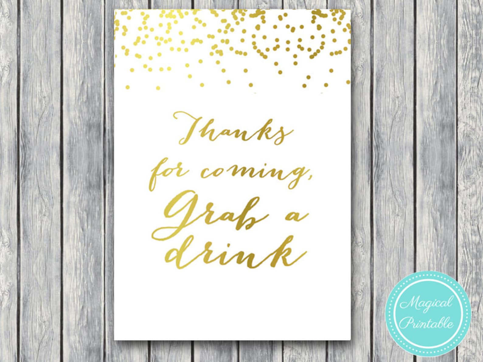 Grab a Drink Sign Gold Foil Download Sign Wedding Signs - Etsy