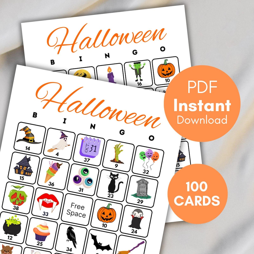 Halloween Bingo Cards, Halloween Bingo, Kids Halloween Party Activity ...