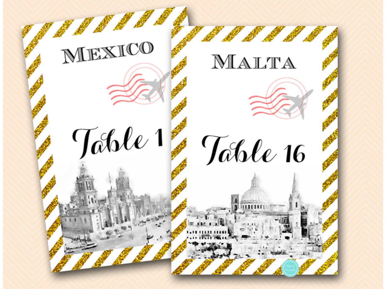 Travel Destination Table Numbers, Travel Bridal Shower Decorations ...