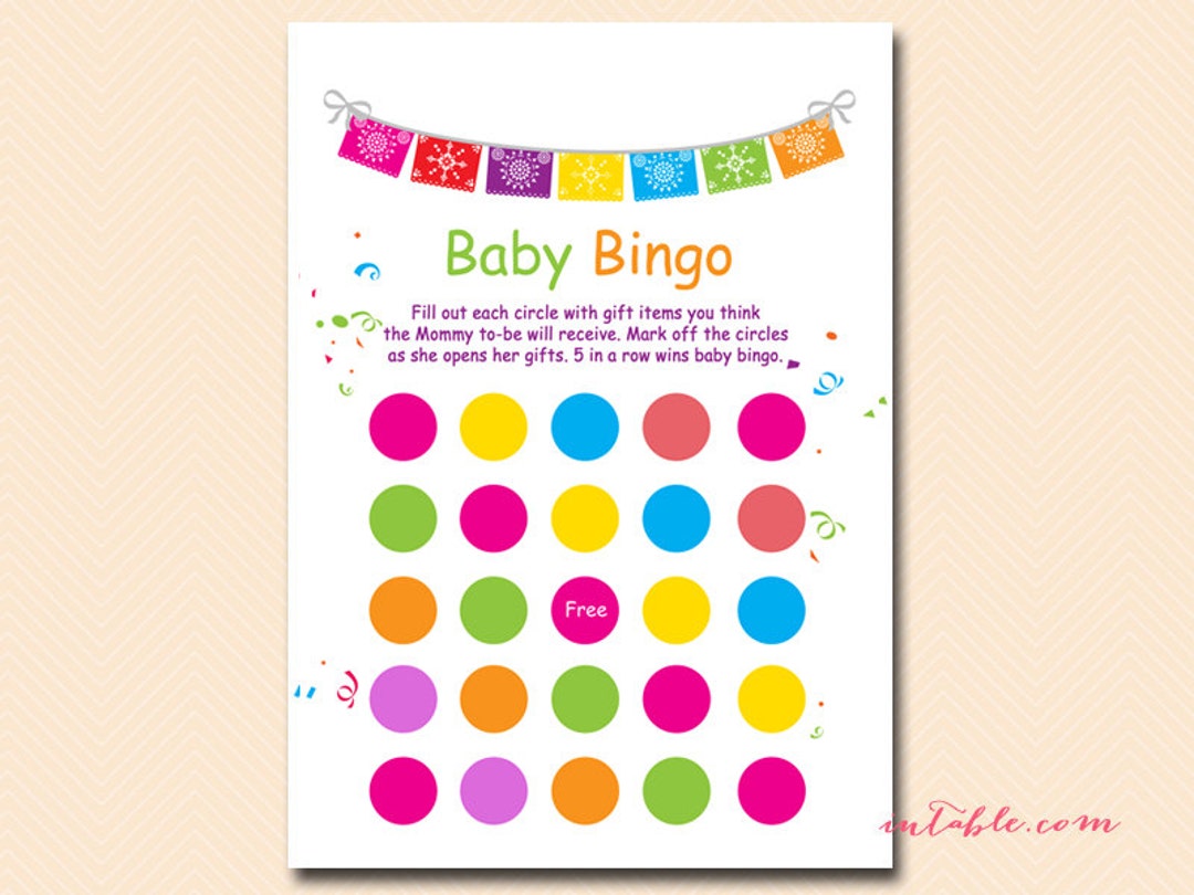 Baby Bingo, Gift Item Bingo, Fiesta Baby Shower Games Printable, Aloha ...