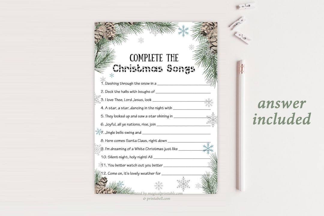 Christmas Song Game, Finish the Christmas Song, Christmas Family Game ...