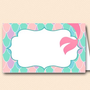 Pink and Purple Mermaid Food Label Food Tent Labels Food - Etsy