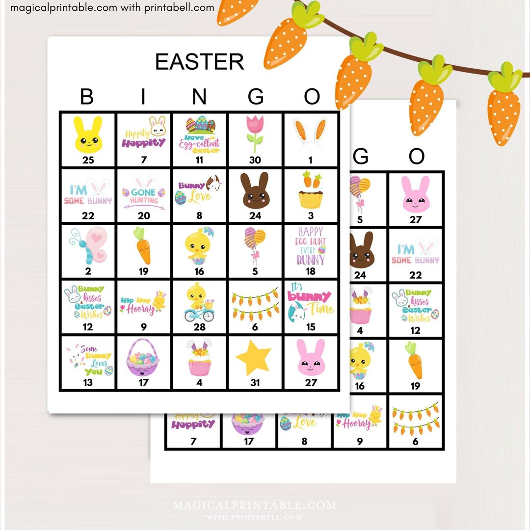 100x Easter Party Bingo Cards, Printable Easter Bingo, Easter Party ...
