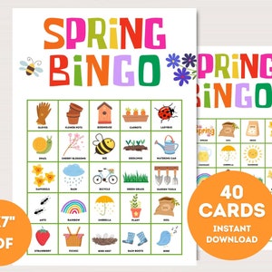 Spring Bingo Cards, Printable Spring Bingo, Download Springtime Bingo ...