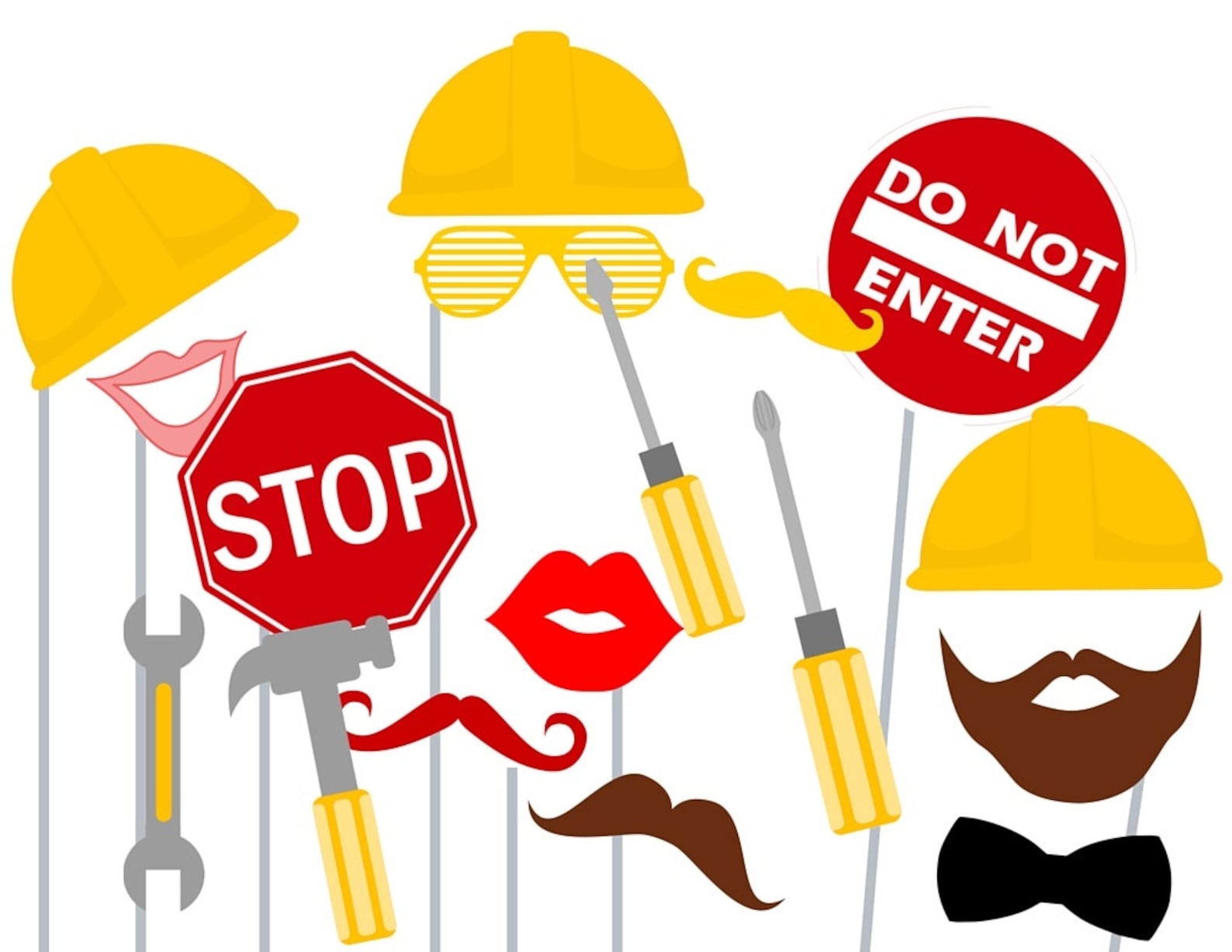 Print Yourself Construction Photo Booth Party Props | Etsy