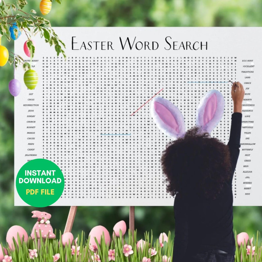 Giant Easter Word Search, Printable Easter Word Search, 36x48" Instant ...