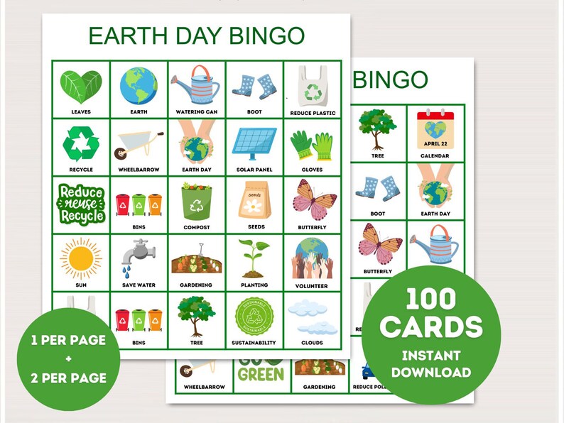 Earth Day Bingo Cards, Earth Day Bingo, Earth Day Game, Earth Day Party ...
