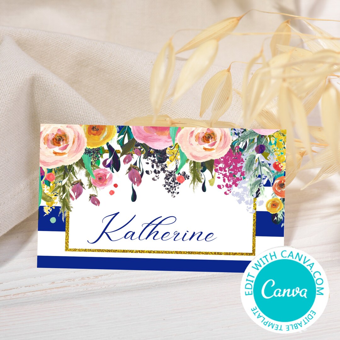 Editable Navy and Gold Labels Cards, Navy Blue Bridal Shower Labels ...