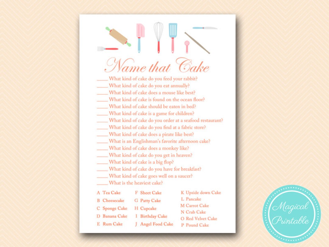 Name That Cake, Name That Wedding Cake, Cake Game, Kitchen Bridal ...