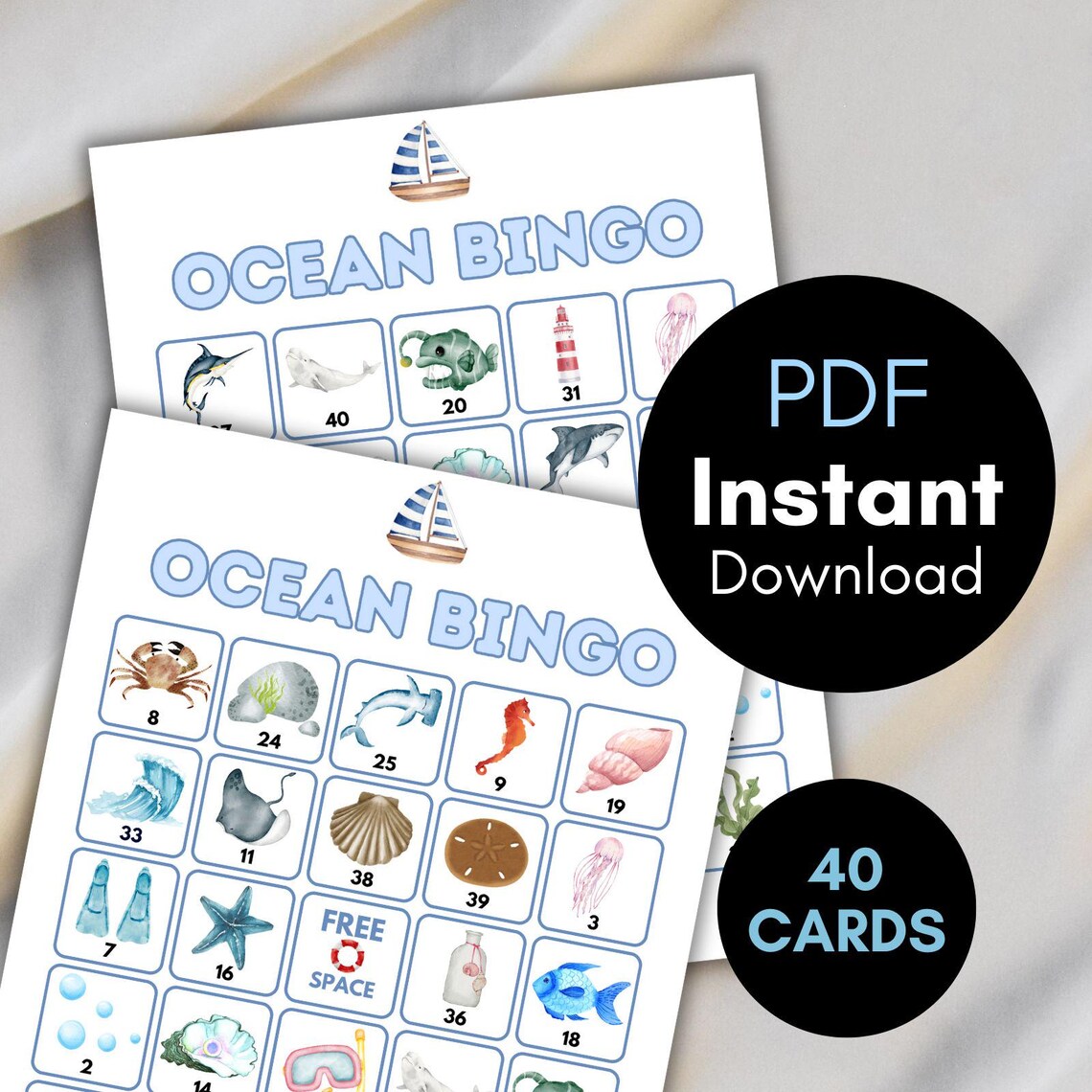 Ocean Bingo Cards, Printable Under the Sea Bingo, Ocean Bingo for Kids ...