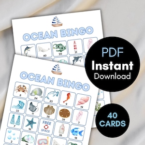 Ocean Bingo Cards, Printable Under the Sea Bingo, Ocean Bingo for Kids ...
