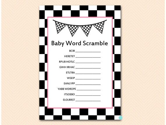 Baby Scramble, baby word scramble game, unscramble baby shwer, Pink ...