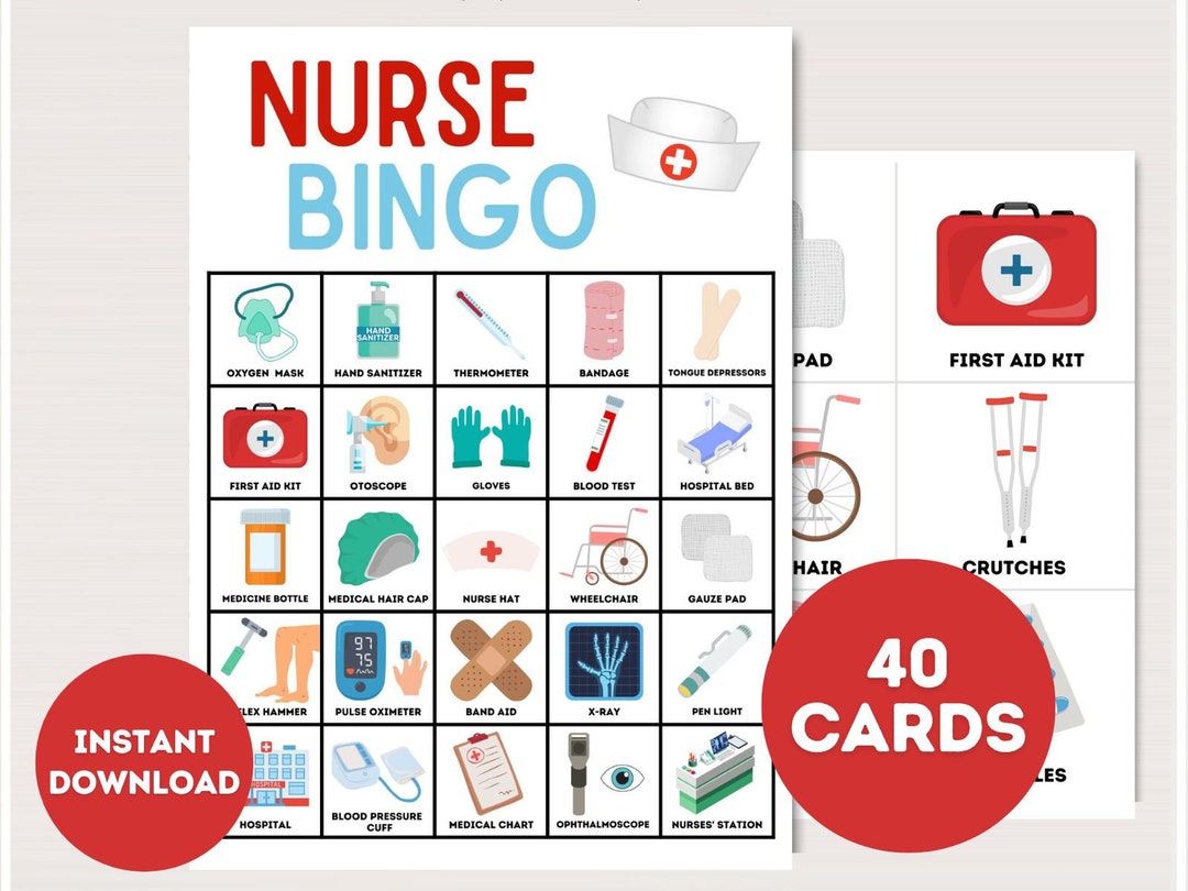 Nurse Bingo Cards, Printable Nurse Bingo, Download Doctor Bingo, Nurse ...