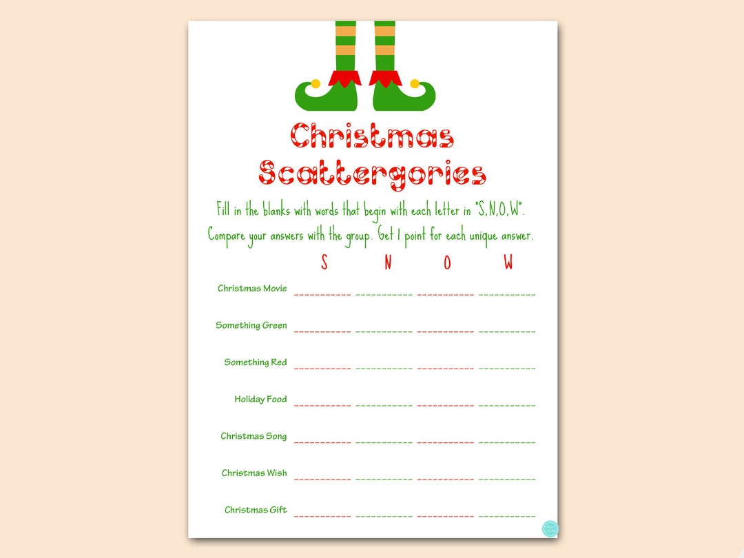 Christmas Scattergories Game, Christmas Printable, Christmas Family ...