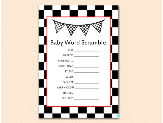 Scramble, baby word scramble game, unscramble, Racing Baby Shower Game ...