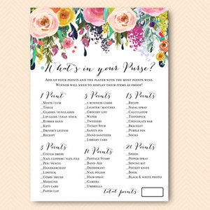Whats in Your Purse, Purse Hunt, Chic Floral Bridal Shower Games, Chic ...