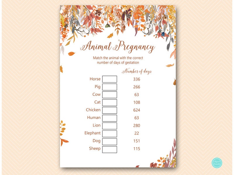 Autumn Fall Baby Shower Games Package Instant Download Baby - Etsy