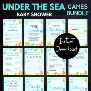 Under the Sea Baby Shower Games, Beach Baby Shower Game Pack, Ocean ...
