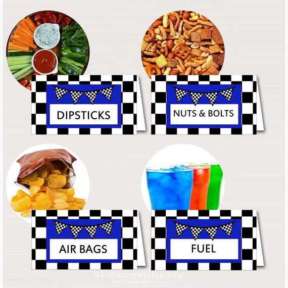 Printable Racing Food Labels, Tent Style Place cards, Racing Baby Shower Food Labels, Race Car ...