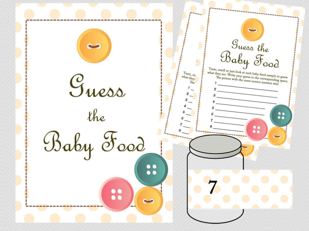 Baby Food Game, Baby Food Jar Labels, Baby Food Sign, Cute as a Button ...