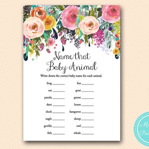 Name That Baby Animal, Baby Animal Game, Floral Outdoor Garden Baby ...