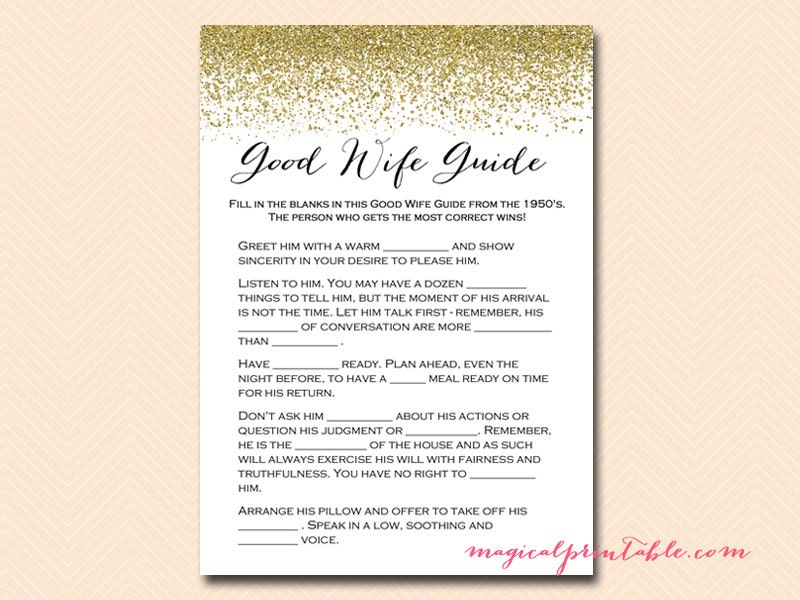 Good Wife Guide How to Be Good Wife Bridal Shower Printable - Etsy