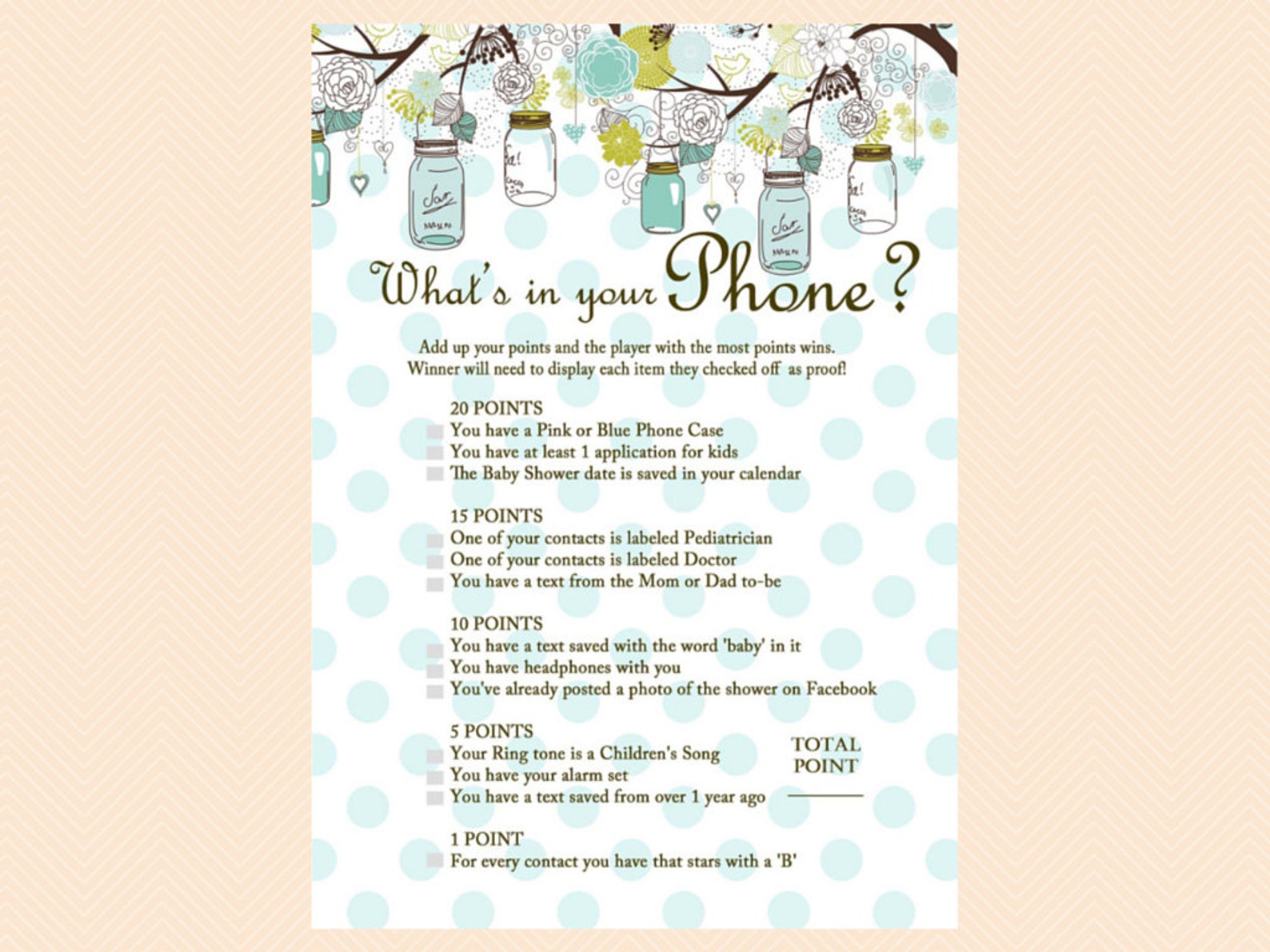 Mason Jars Baby Shower Games Printables, Neutral Baby Shower, Rustic ...
