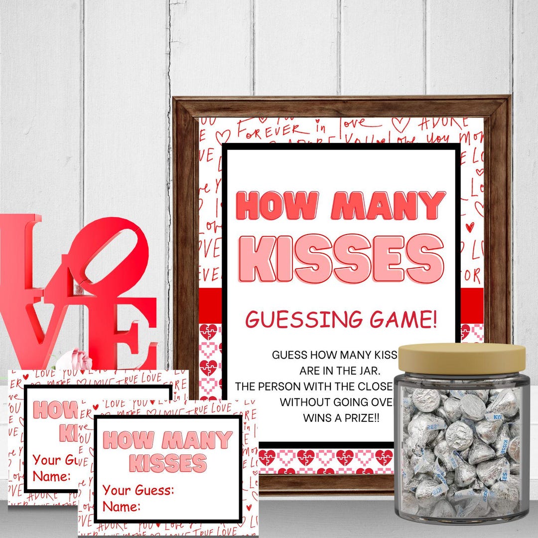 Valentine's Day Guessing Game Printable, How Many Kisses, Guess How ...