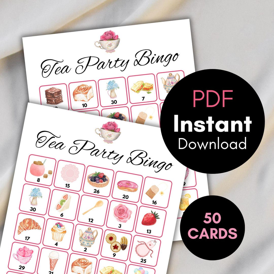 Tea Party Bingo Cards, Tea Party Bingo, Tea Party Birthday Game, Fun ...