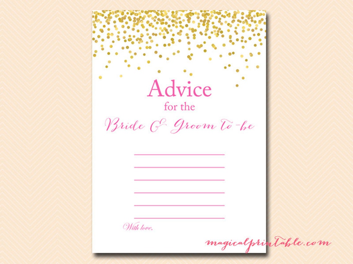 Advice for the Bride & Groom Cards Instant Download Bridal - Etsy