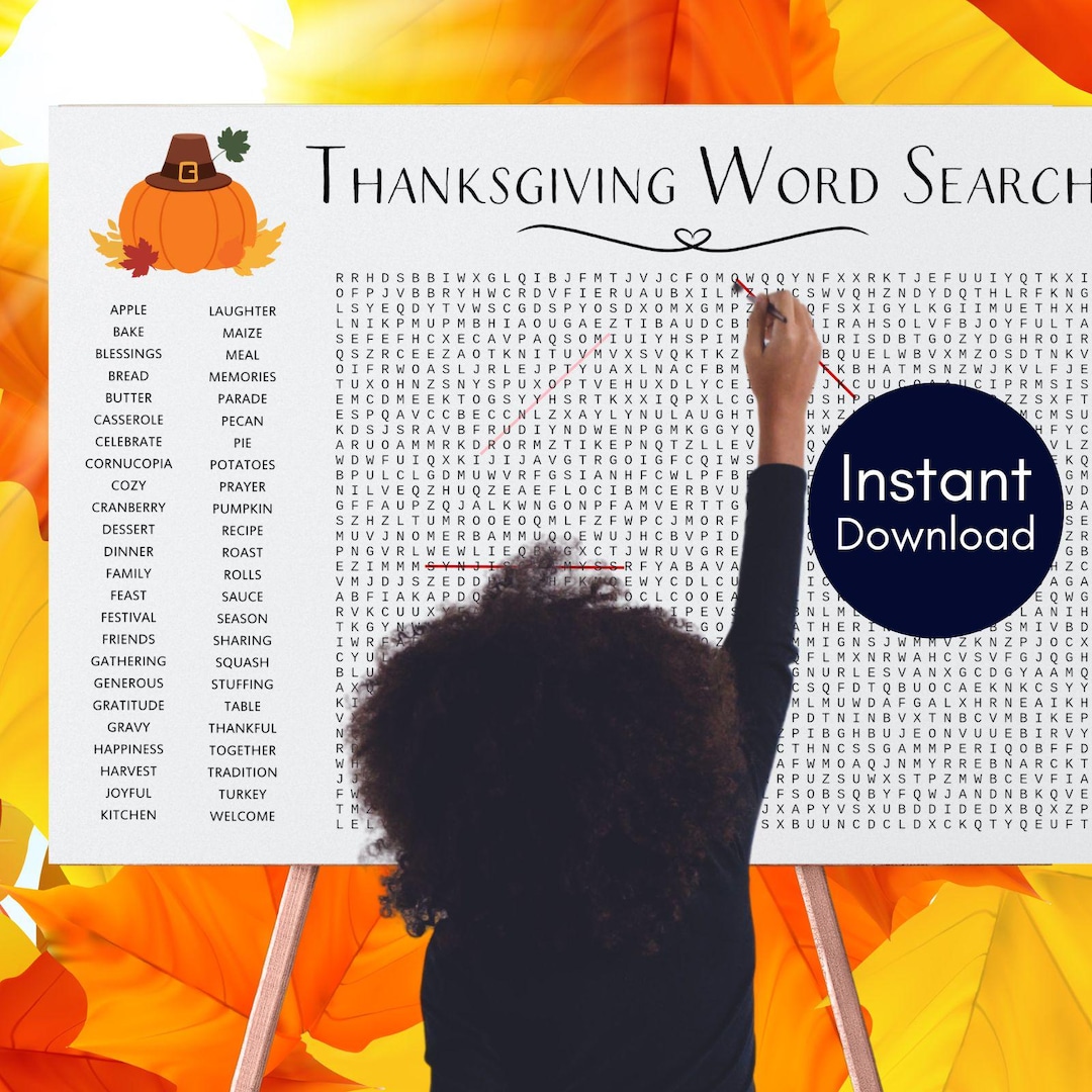 Giant Thanksgiving Word Search, Thanksgiving Game,printable ...