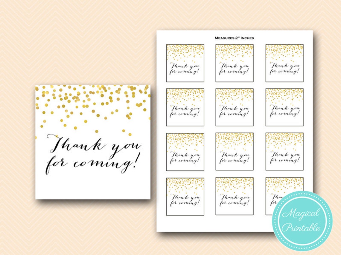 Instant Download Thank You Tags, Square Toppers, Printable Gold ...