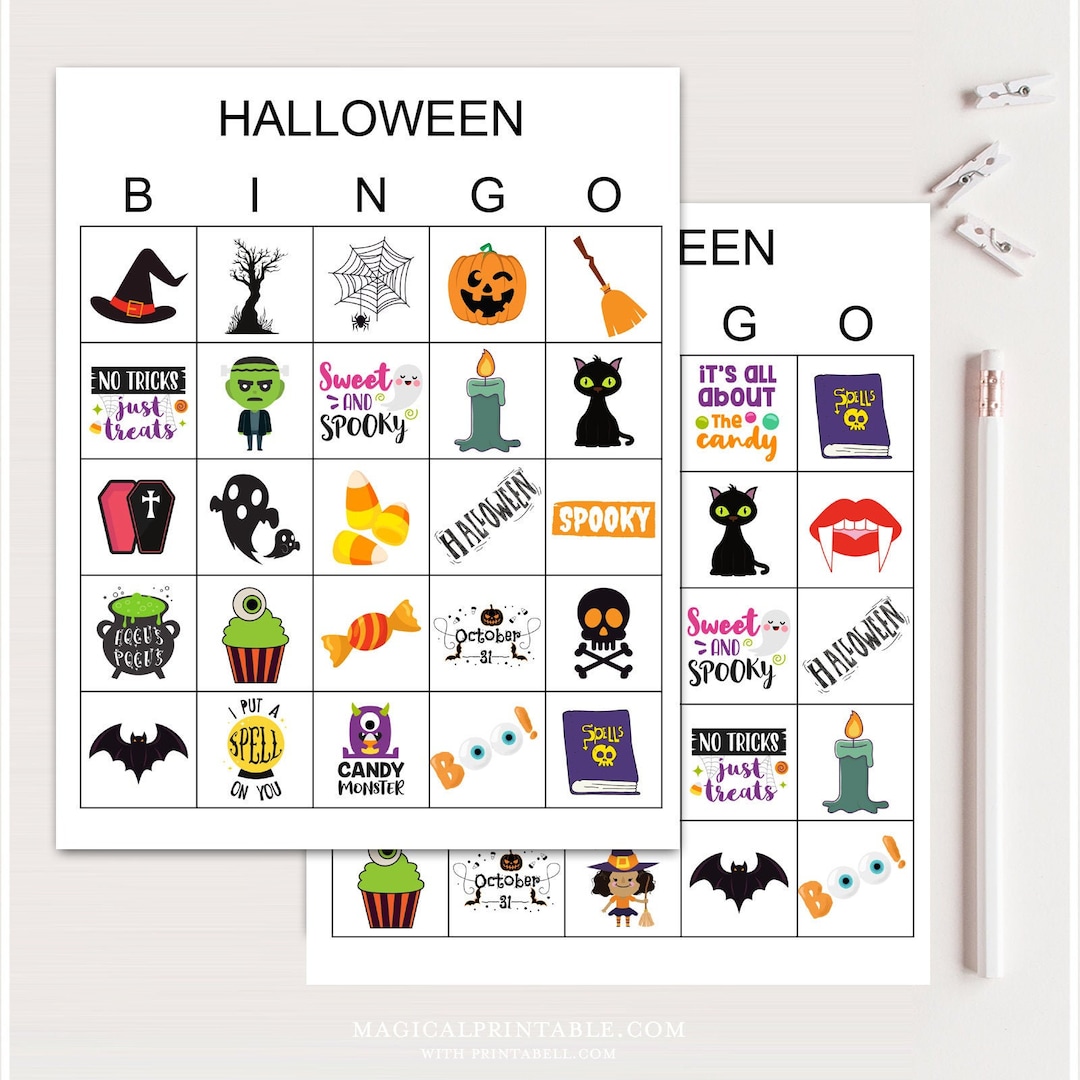100 Halloween Bingo Cards, Printable Halloween Bingo, Halloween Party ...