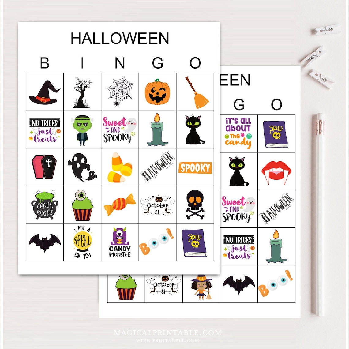 100 Halloween Bingo Cards Printable Halloween Bingo - Etsy