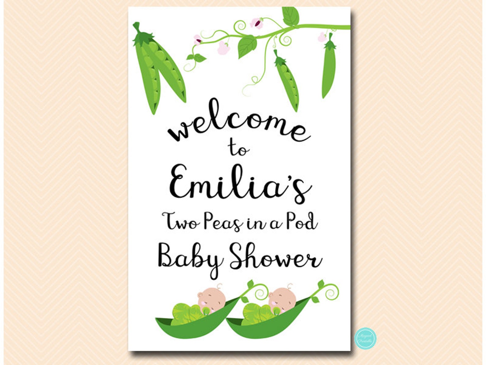 Two Peas in a Pod Welcome Sign, Twin Baby Shower Sign, Pea Pod Baby ...
