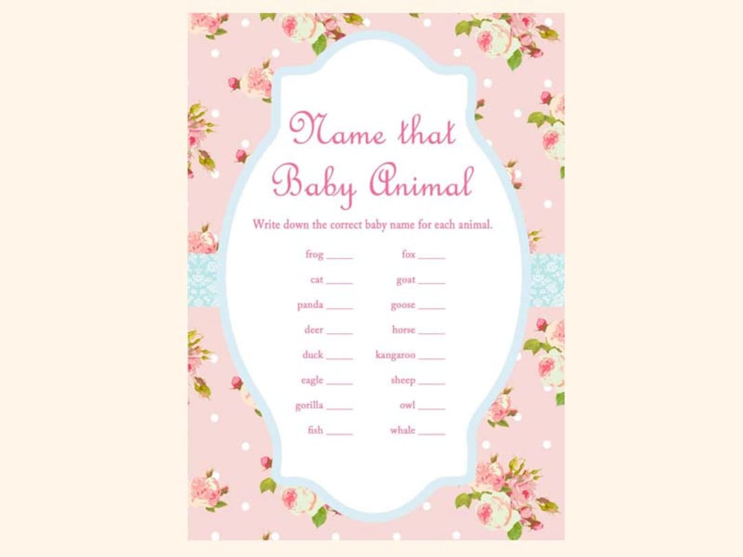 Baby Animal Game, Name That Baby Animal Game, Baby Animal Baby Shower ...
