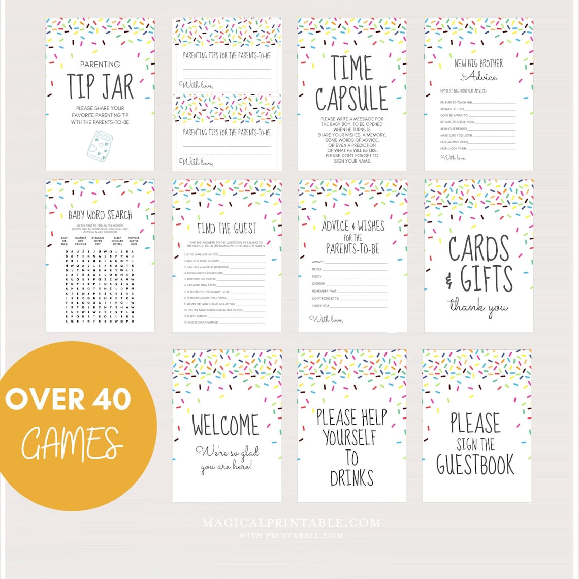 Over 40 Sprinkle Baby Shower Games Bundle, Baby Sprinkle Games ...
