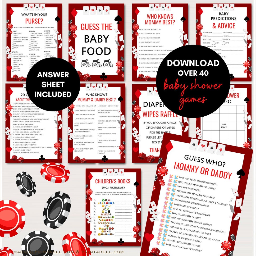 Casino Baby Shower Games Bundle, Full House Baby Shower, Poker Baby ...