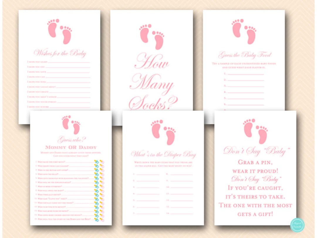 Pink Baby Feet Baby Shower Games Package, Instant Download, How Many ...
