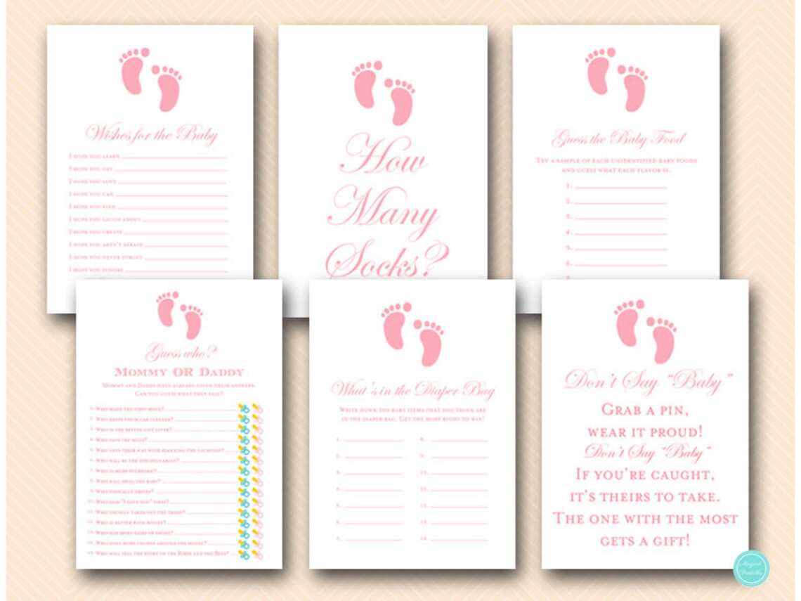 Pink Baby Feet Baby Shower Games Package, Instant Download, How Many ...