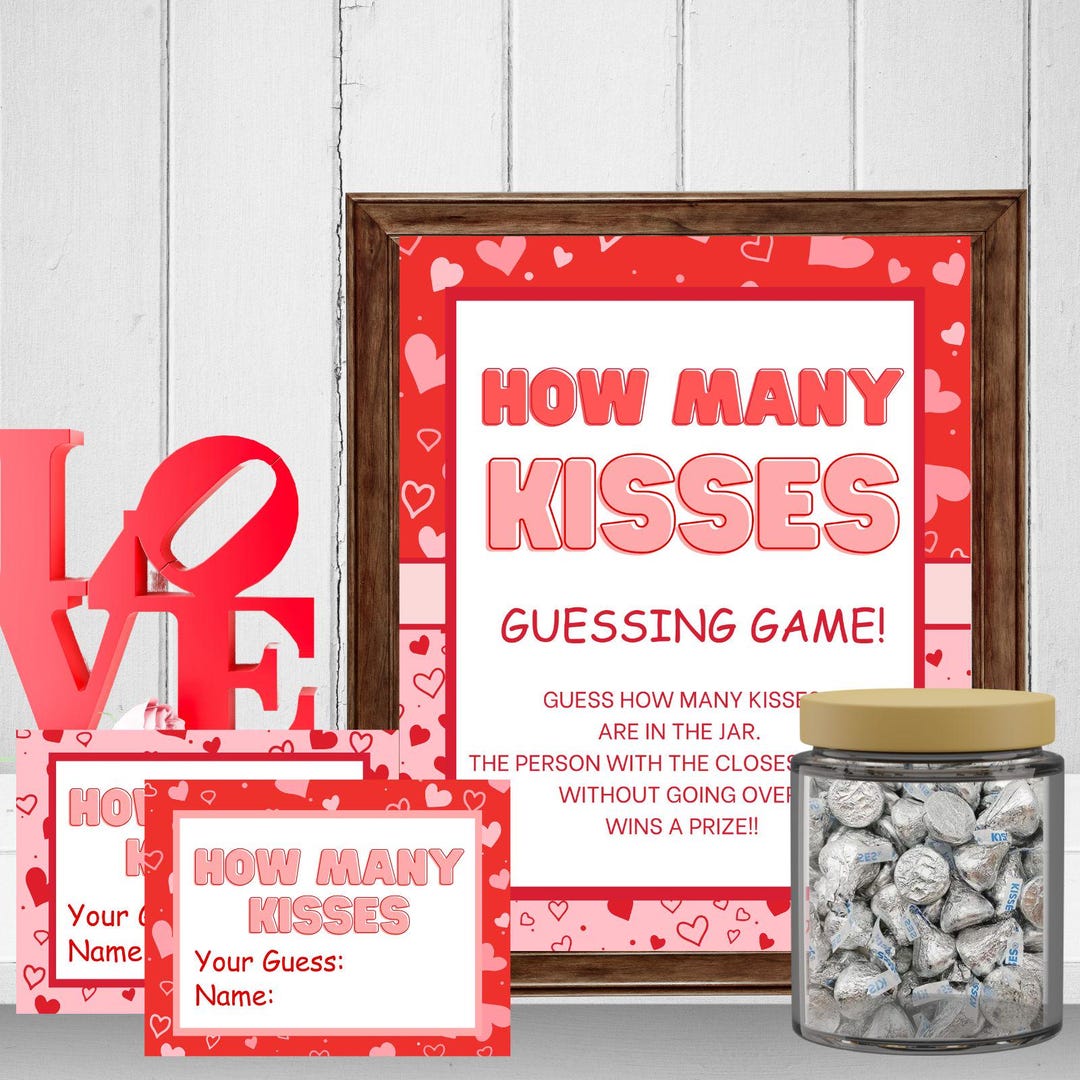 Valentine's Day Guessing Game Printable, How Many Kisses, Guess How ...