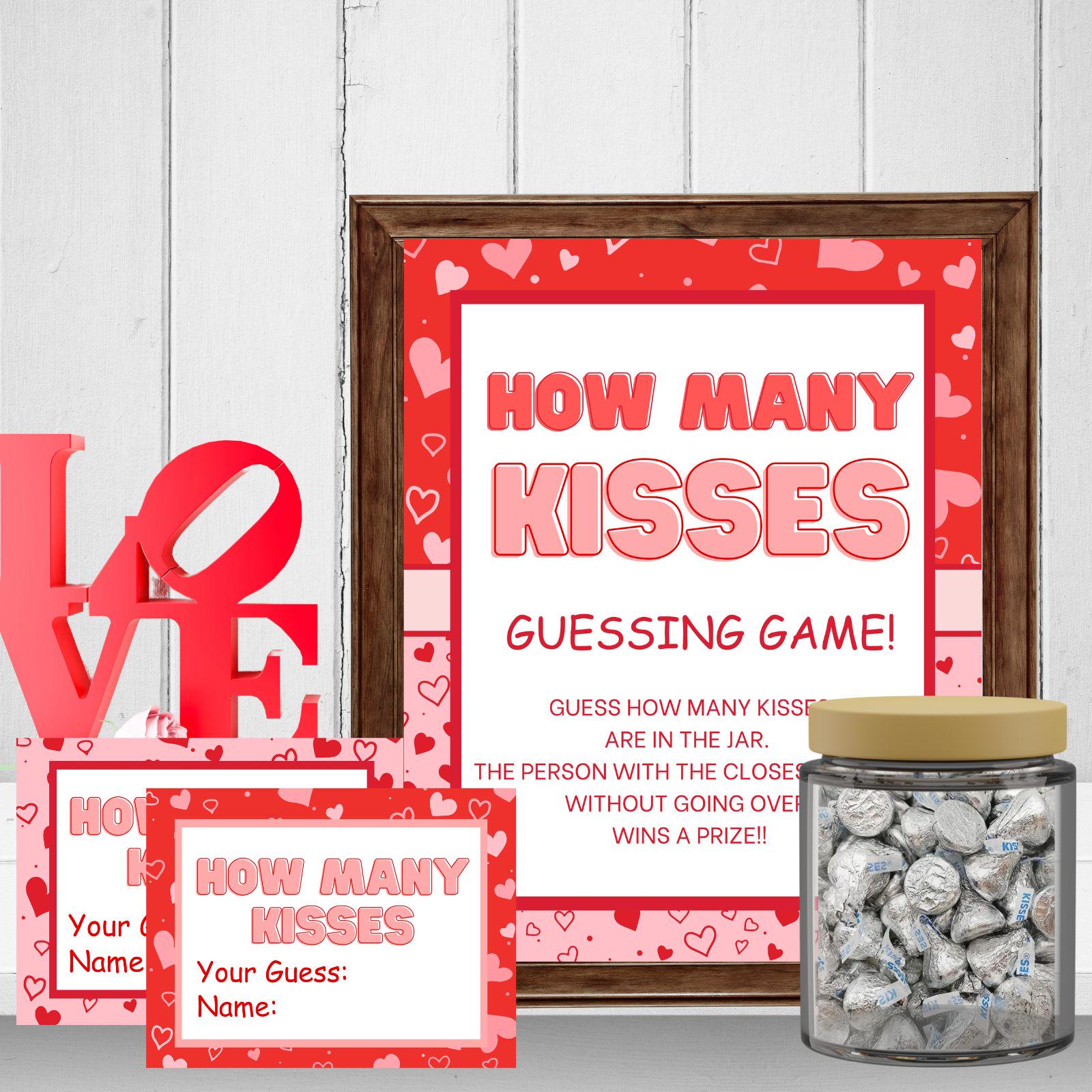 Valentine's Day Guessing Game Printable, How Many Kisses, Guess How ...